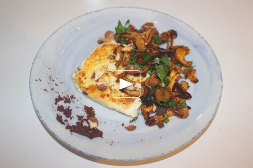 Recette féta saganaki, girolles, pastourma - Etsi - Fooding
